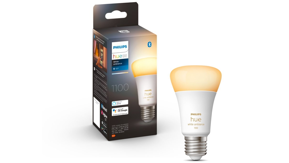 Philips Hue White Ambiance 11W A60 E27 Smart Bulb with up to 1100 ...