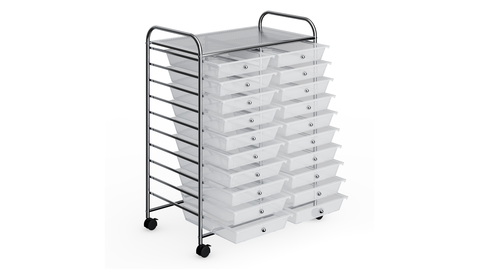 Costway 20-Drawers Metal Rolling Storage Trolley Cart Filing Organizer ...
