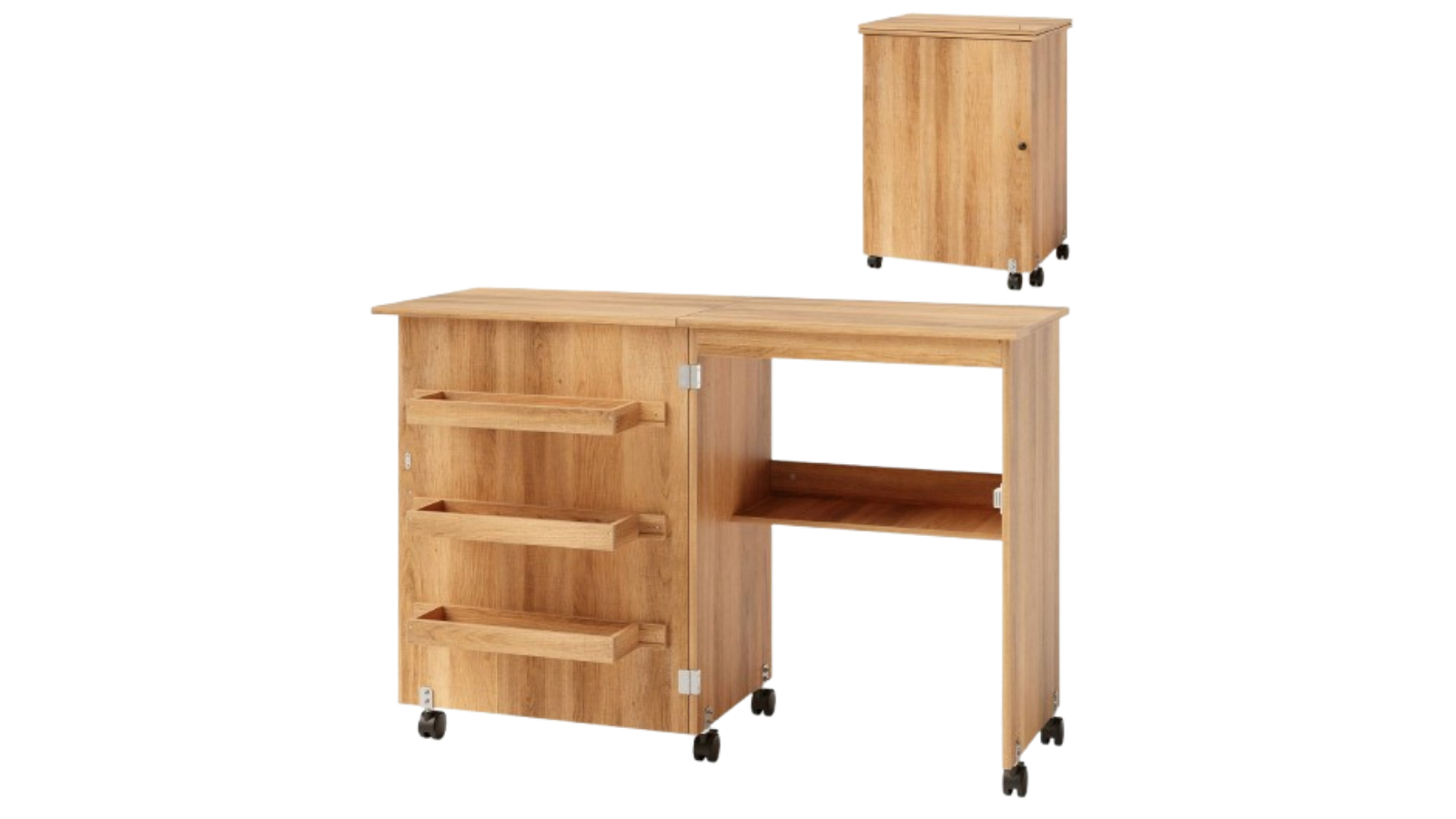 Costway Folding Sewing Table Station Desk - Natural | Harvey Norman