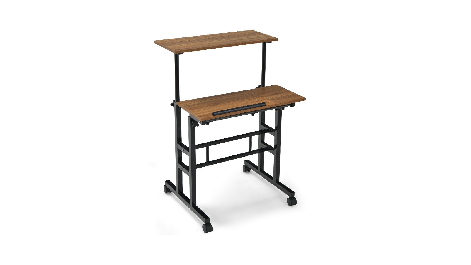 Costway Mobile Adjustable Stand-up Laptop Desk with 2 Tilting Desktop ...