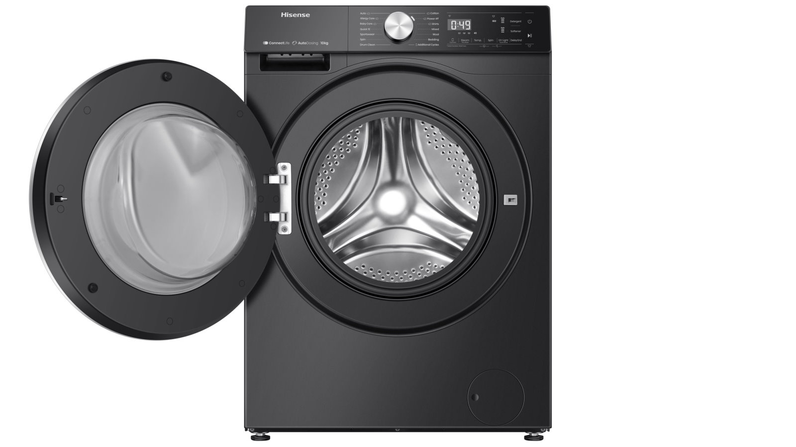 Hisense 10kg Front Load Washing Machine - Black | Harvey Norman