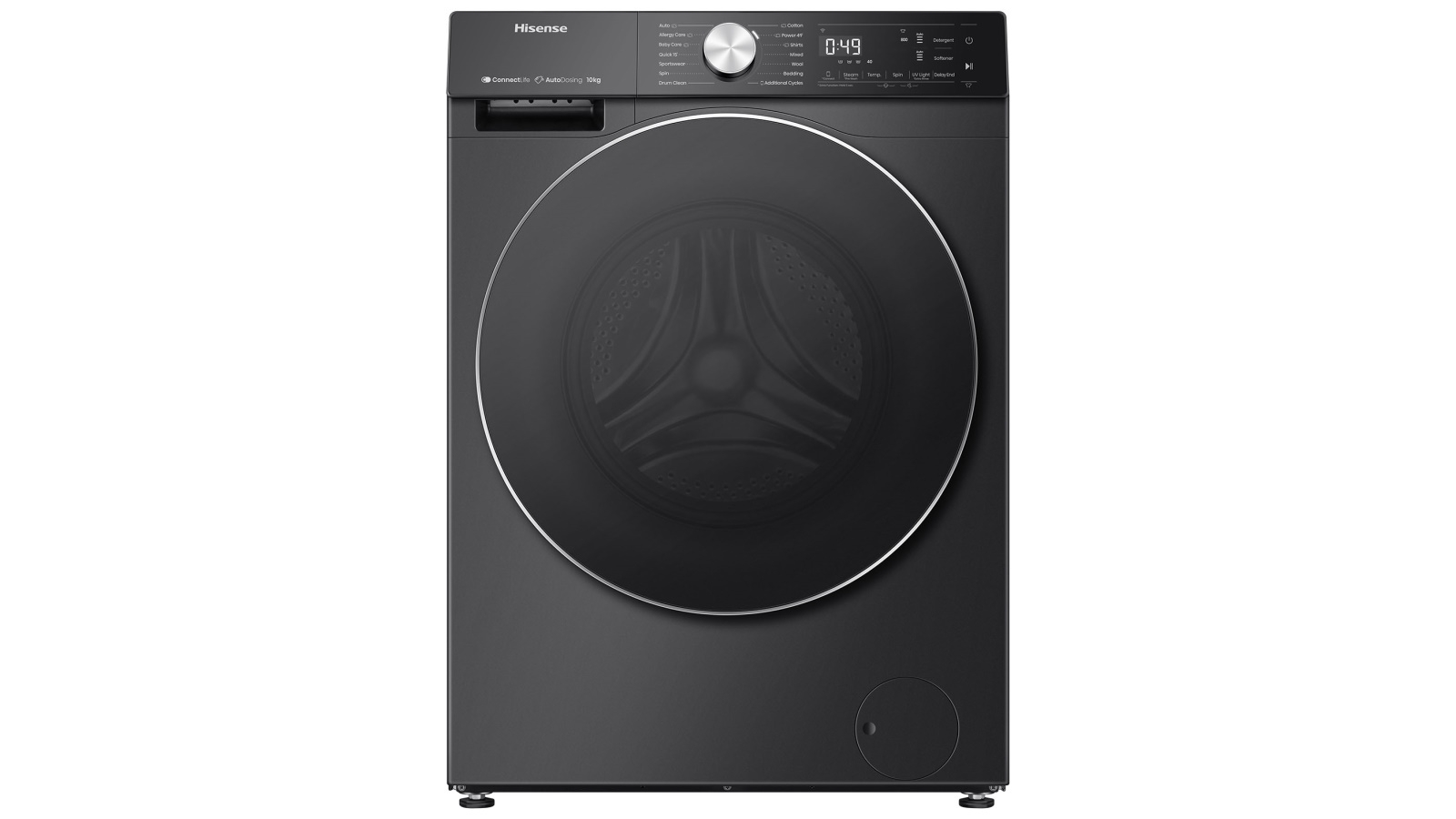 Hisense 10kg Front Load Washing Machine - Black | Harvey Norman