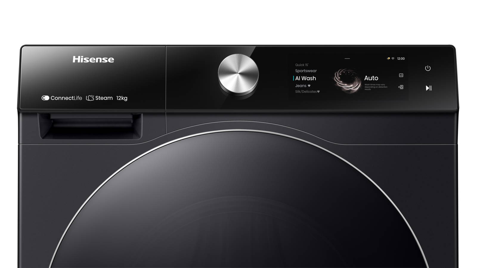 Hisense 12kg Front Load Washing Machine - Charcoal Black | Harvey Norman