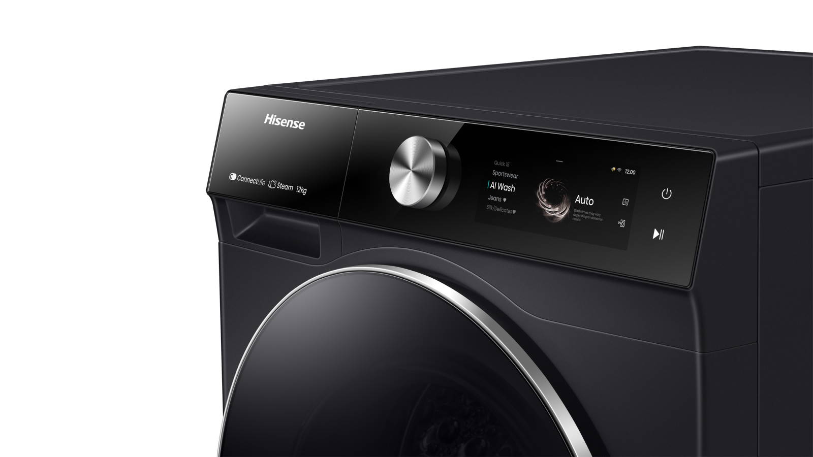Hisense 12kg Front Load Washing Machine - Charcoal Black | Harvey Norman