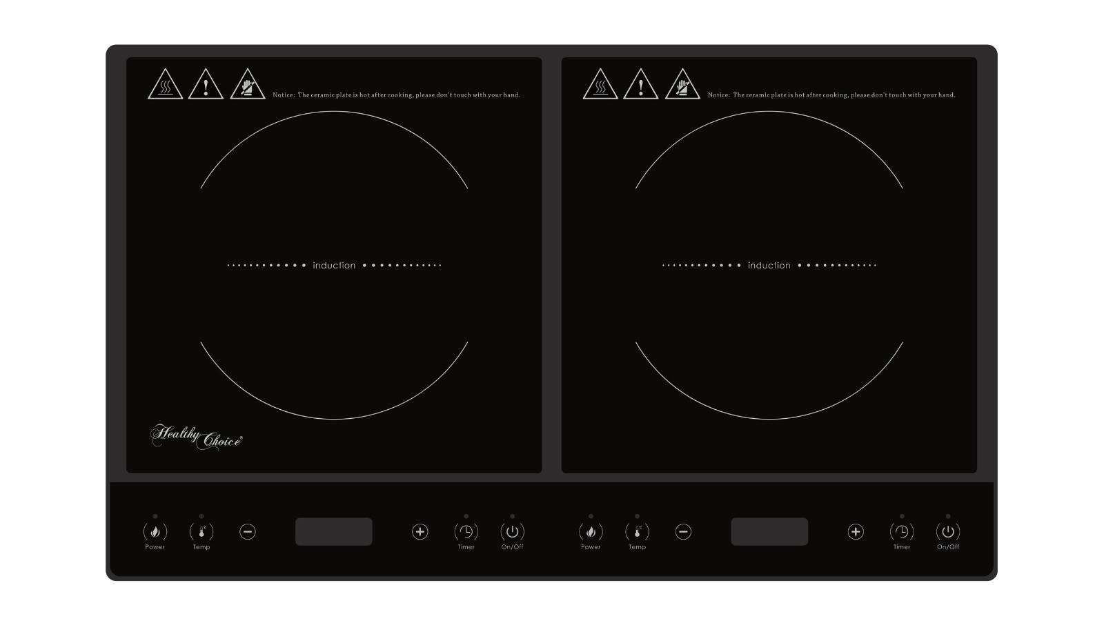 Healthy Choice 1000-1400 Watt Double Induction Cooker with 2 Plates ...