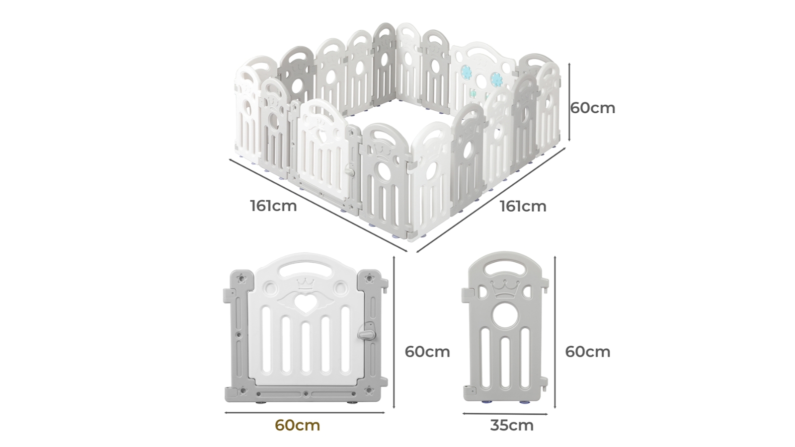 BoPeep 18 Panels Kids Playpen - Grey | Harvey Norman