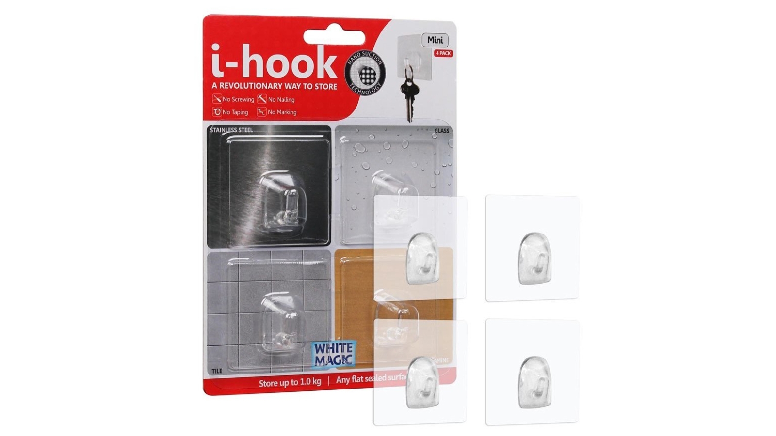 iHook Mini Storage Hooks - Set of 4 | Harvey Norman