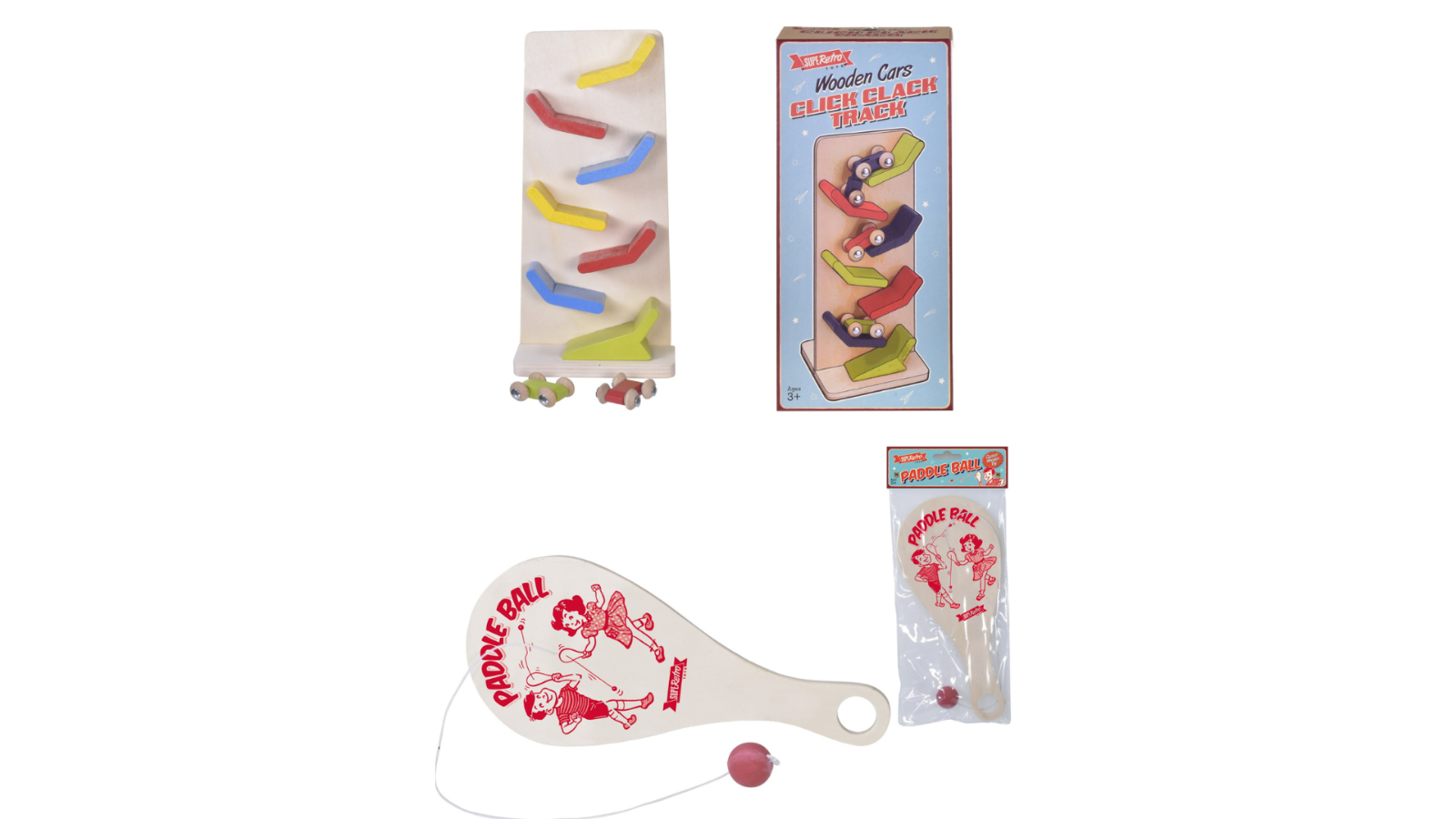 IHart Toys Retro Wooden Click Clack Car and Paddle Bat Bundle | Harvey ...