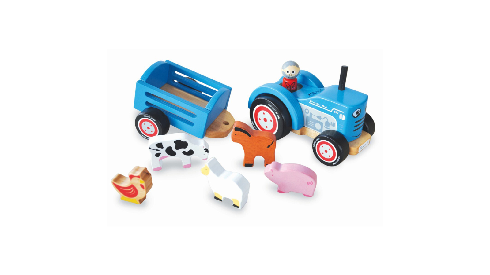 Indigo Jamm Kids Tractor Tim Farm Wooden Toy Set - 18 month+ | Harvey Norman