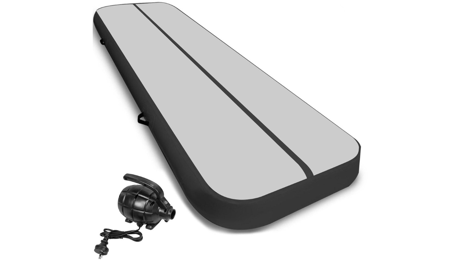 Powertrain 7m Air Track Tumbling Mat with Pump - Grey/Black | Harvey Norman