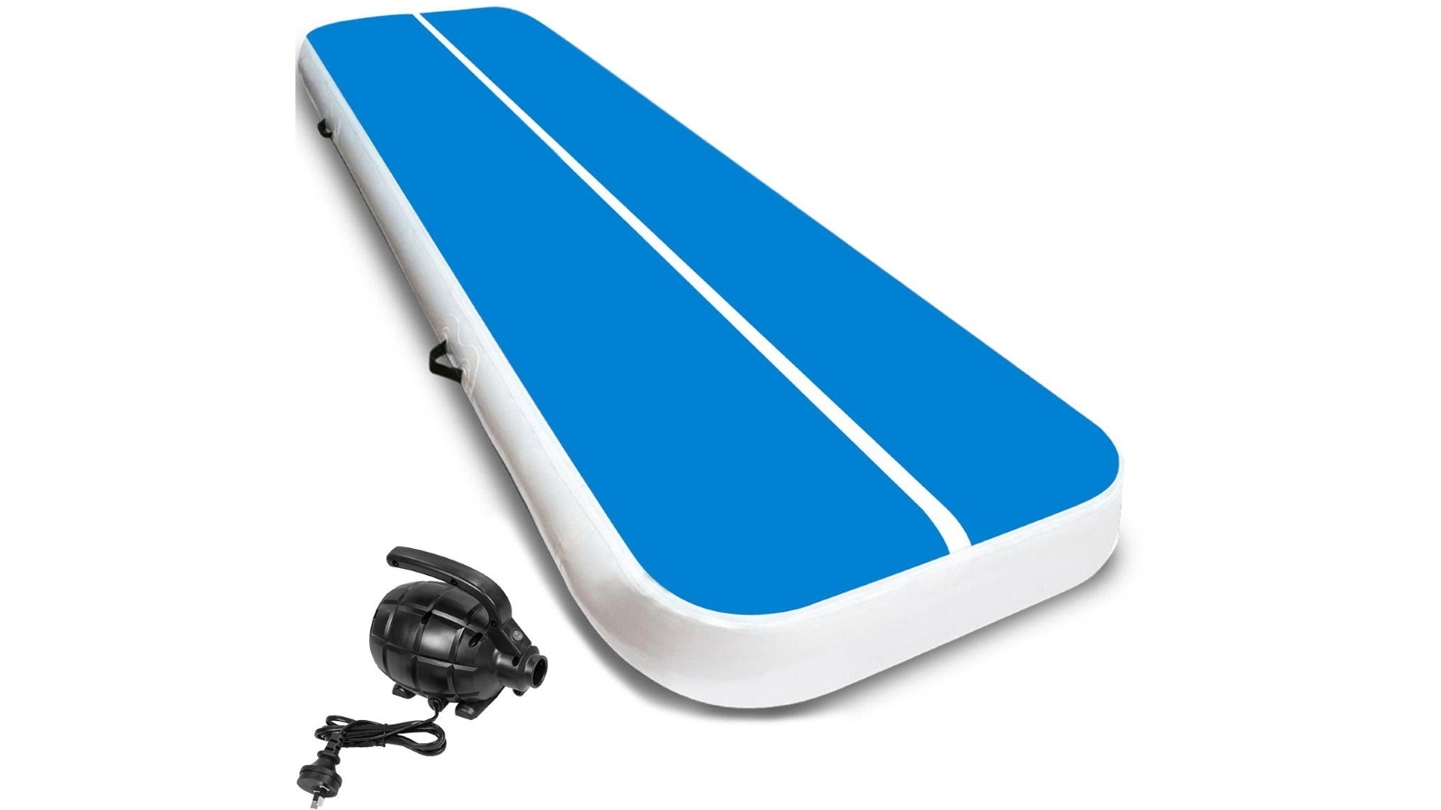 Powertrain 8m Air Track Tumbling Mat with Pump - Blue/White | Harvey Norman