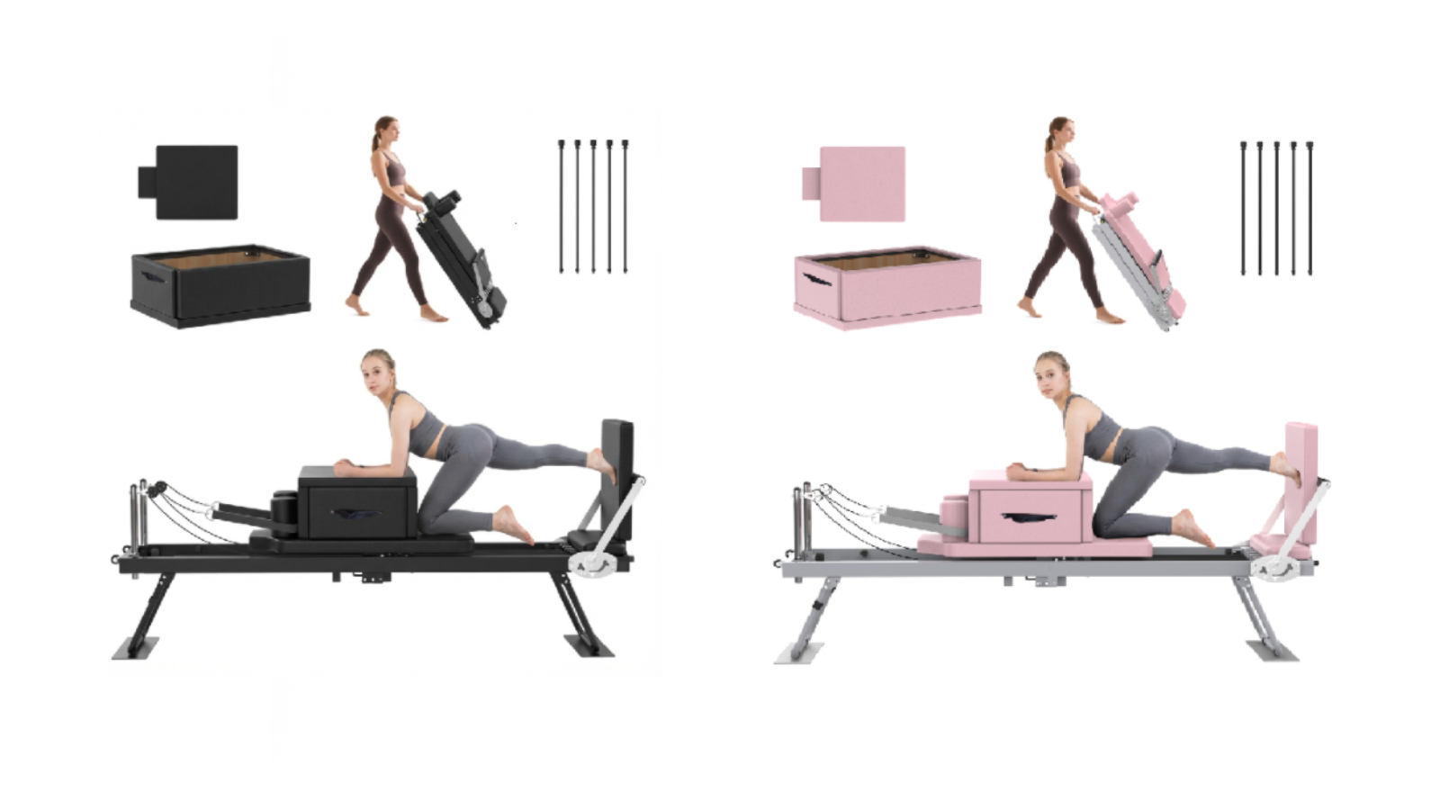 Advwin Foldable Pilates Reformer Exercise Machine with Jump Board and ...