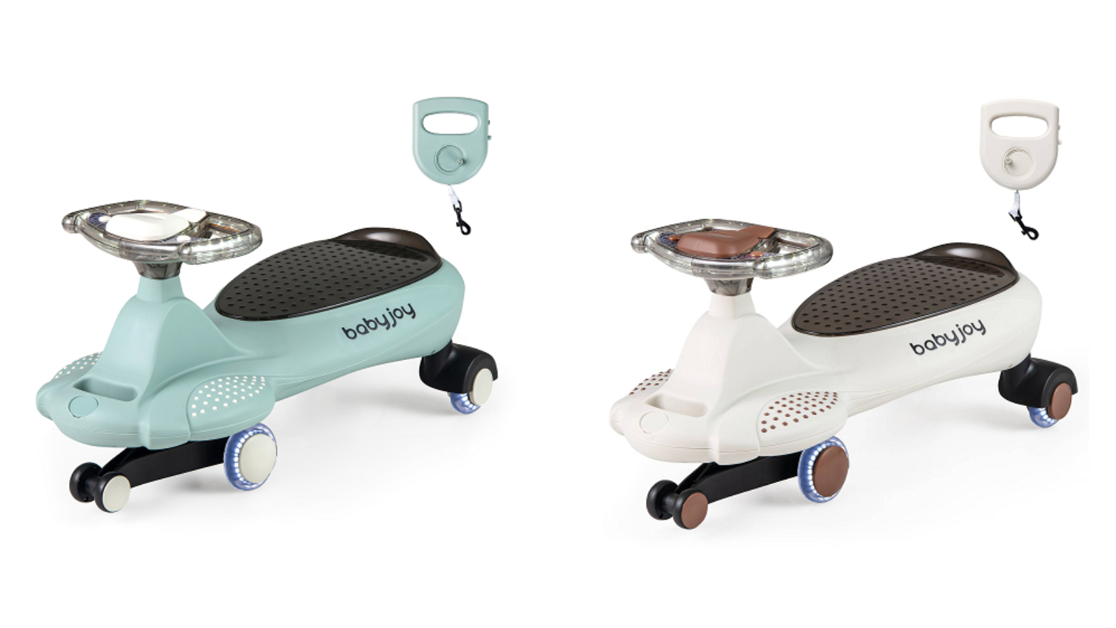 Costway Swivel Ride-On Slider Scooter with Rope Music and Flashing ...