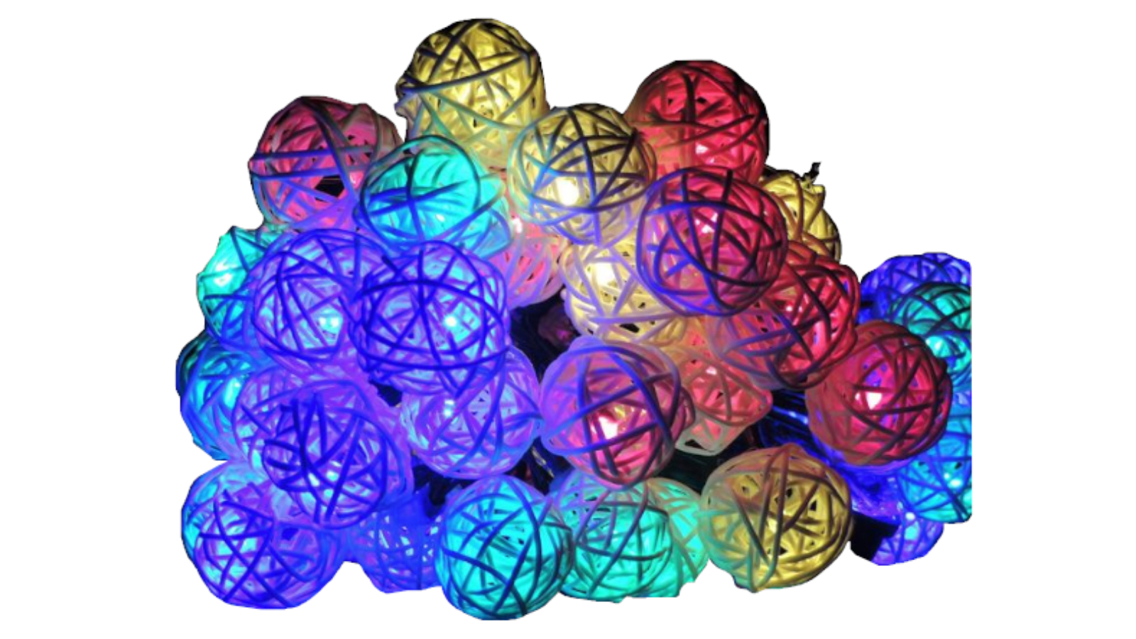 HOD Indoor String LED Lights Rattan Balls Battery Powered Decoration ...