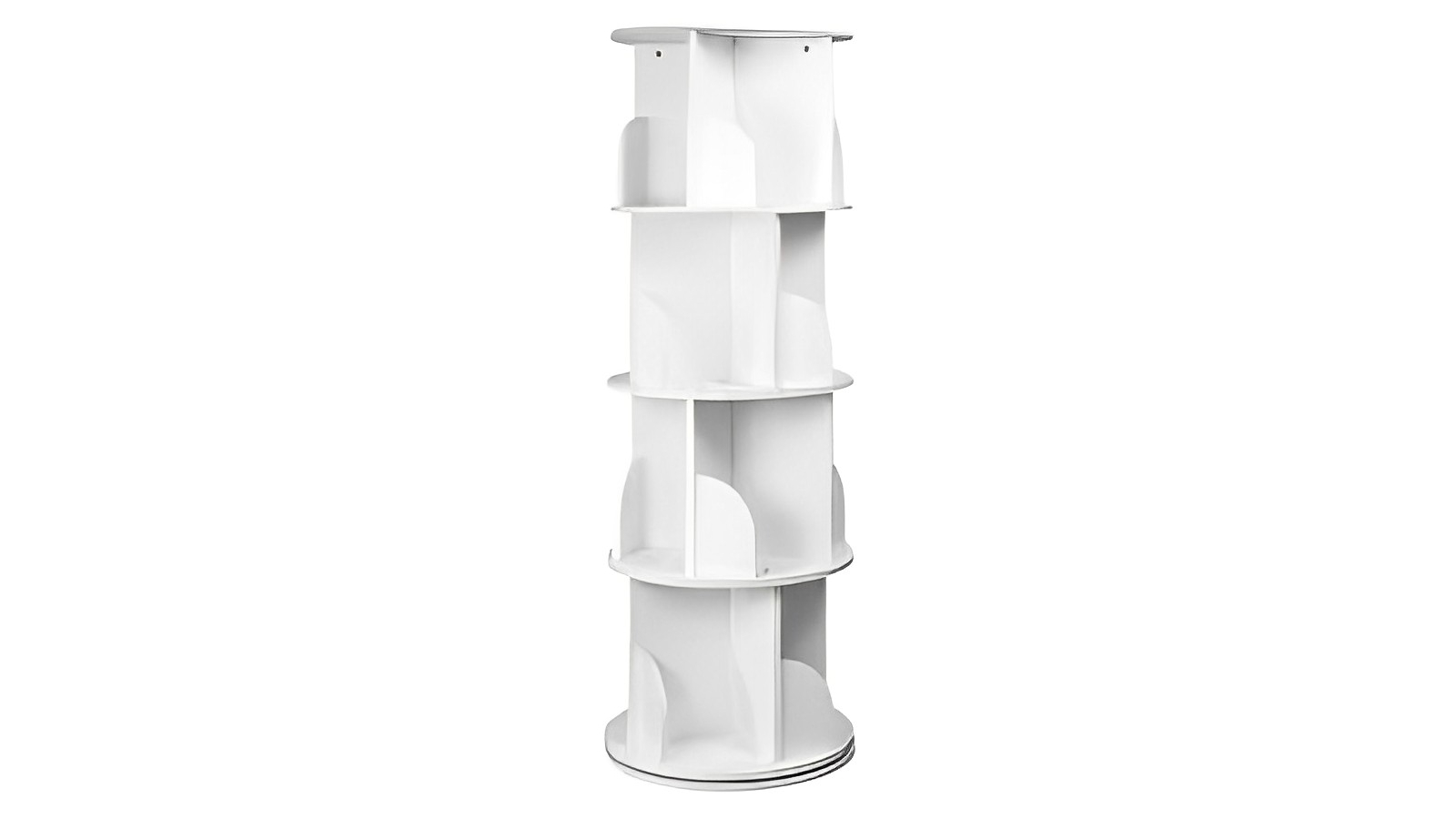 HelloDeal 4-Tier White Versatile Rotating Round Wooden Bookshelf ...