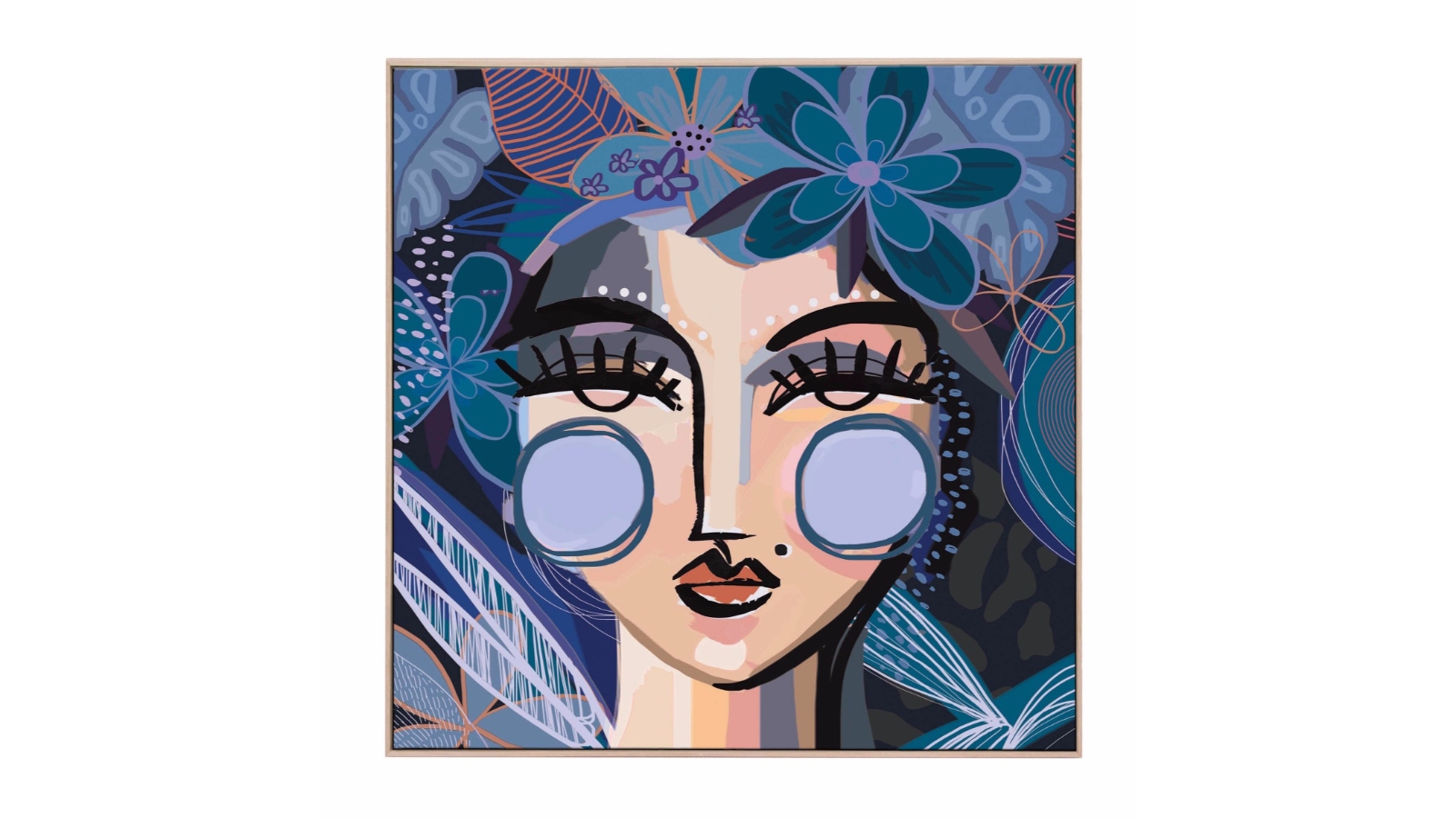 Arte Lab Indigo Shae 100x100cm Boxed Canvas Art | Harvey Norman