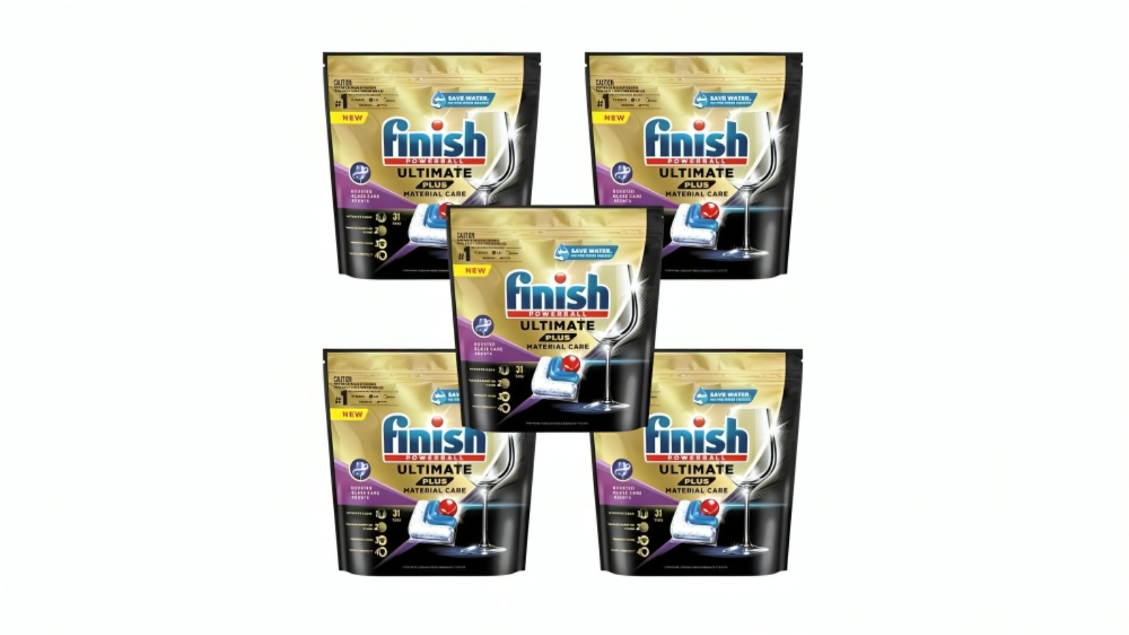 Finish 155 Tabs Ultimate Plus Dishwasher Tablets – Pack of 5 | Harvey ...