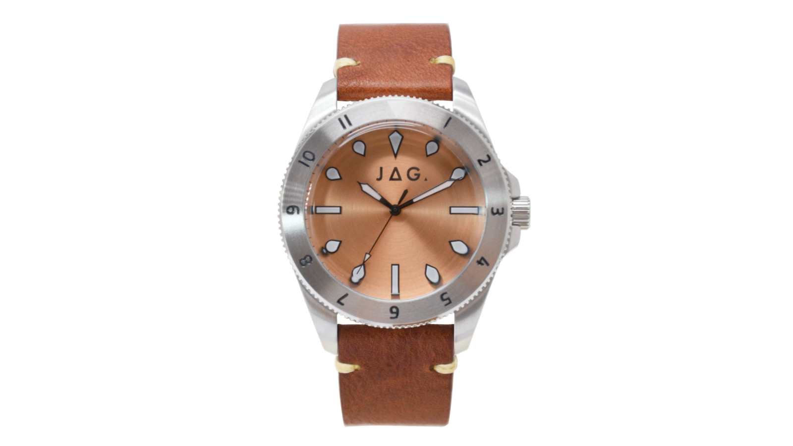 JAG Windsor Silver Stainless Steel Mens Watch with Copper Dial and ...