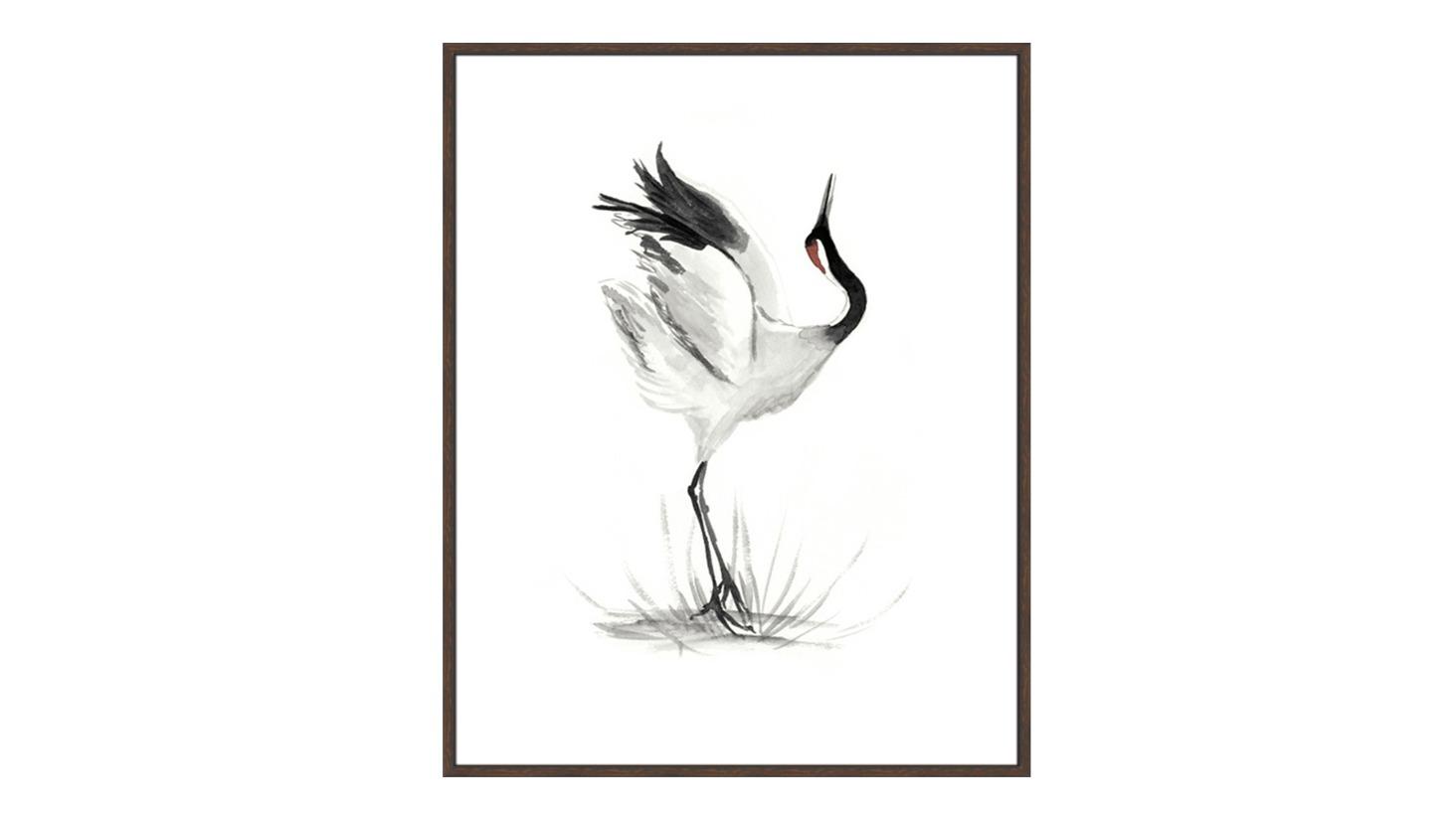 La Grolla Japanese Cranes I Walnut Gallery Wall Art - 103 x 83cm ...