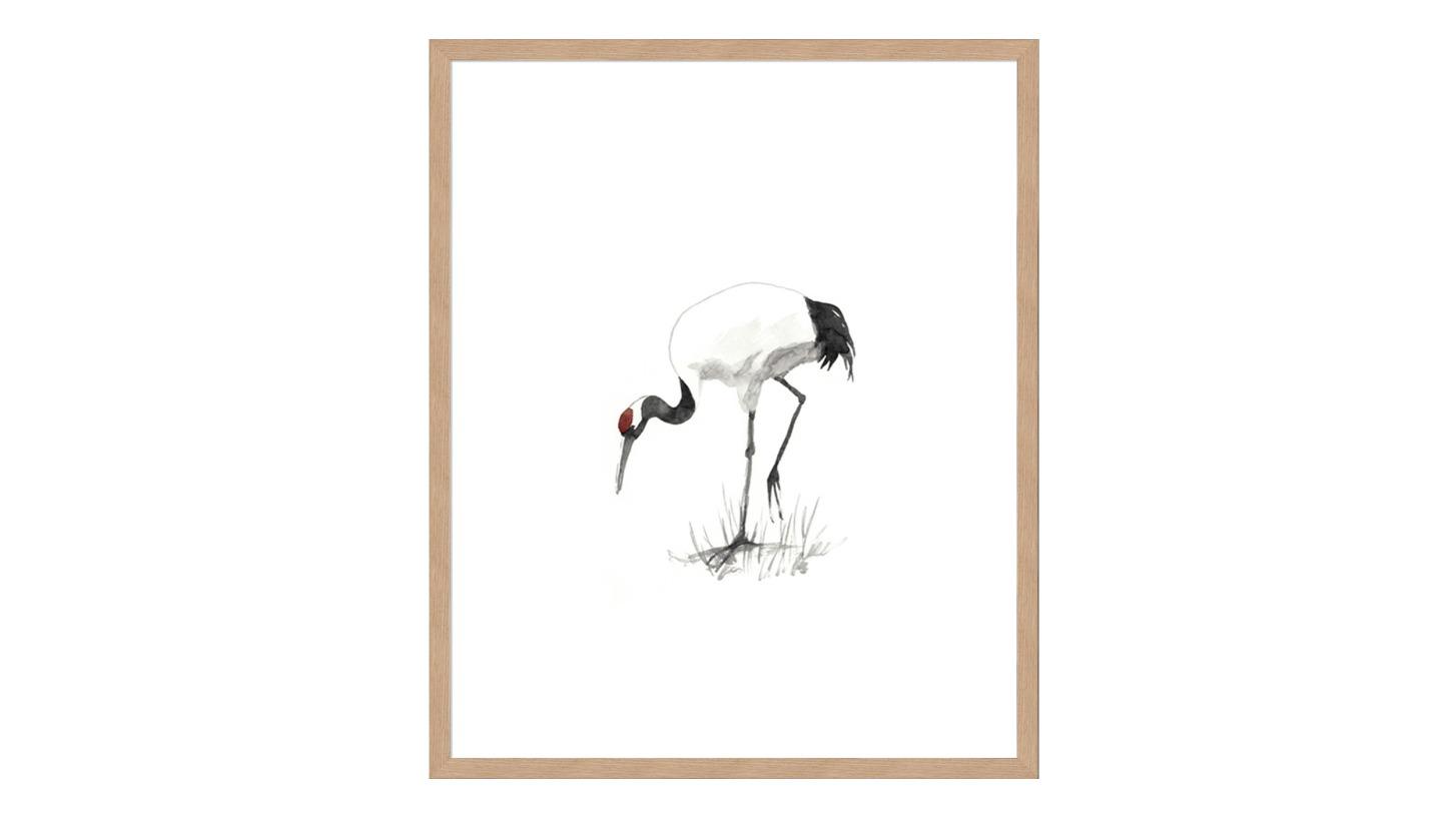 La Grolla Japanese Cranes II Natural Frame Wall Art - 94 x 69cm ...