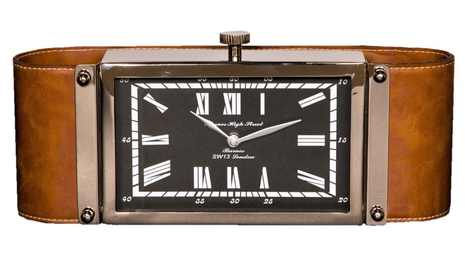 SSH Collection Victor Desk Clock with Rectangular Black Face and ...