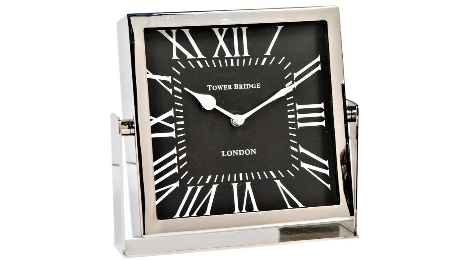 SSH Collection Nickel Tower Bridge Tall Desk Clock with Square Black ...