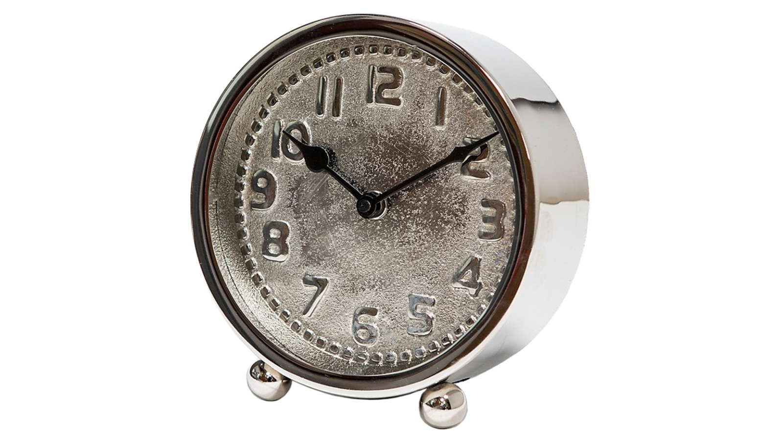SSH Collection Nickel Felix Tall Desk Clock with Round Silver Face ...