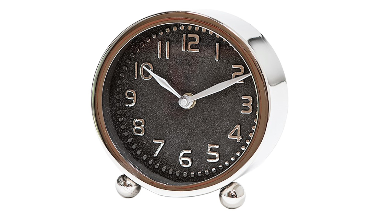 SSH Collection Nickel Felix Tall Desk Clock with Round Black Face ...