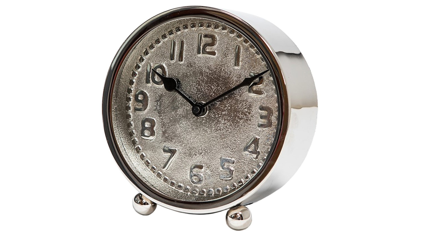 SSH Collection Nickel Felix Tall Desk Clock with Round Silver Face ...