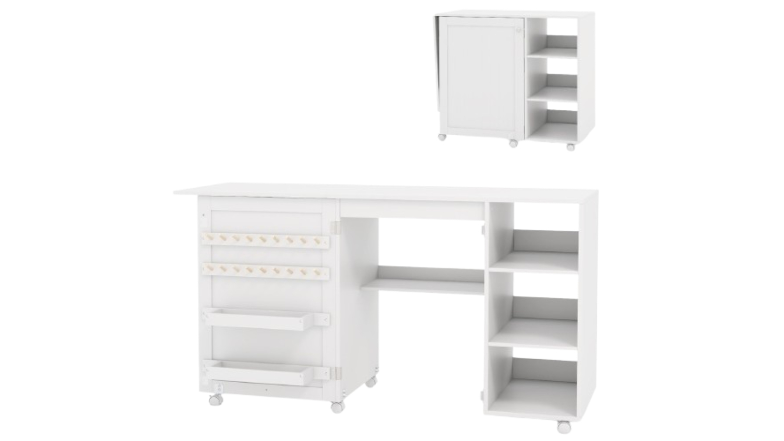 Costway Folding Sewing Table Storage Cabinet - White | Harvey Norman