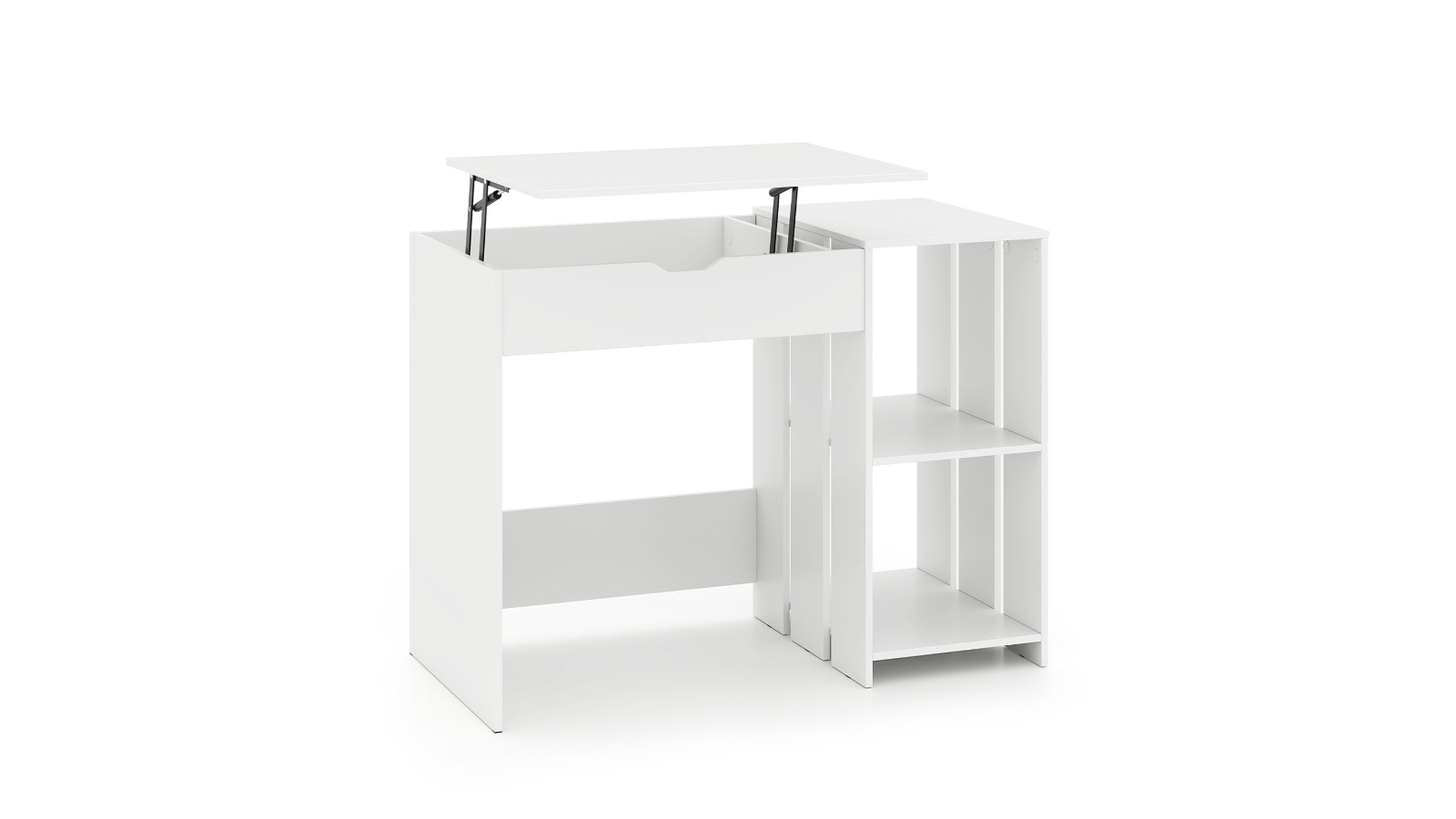 Costway Modern Workstation with 2 Open Storage Shelves Lift Top ...