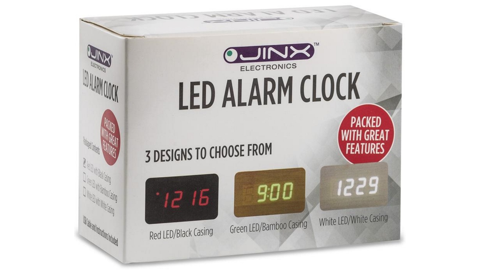 Jinx LED Alarm Clock - Black | Harvey Norman