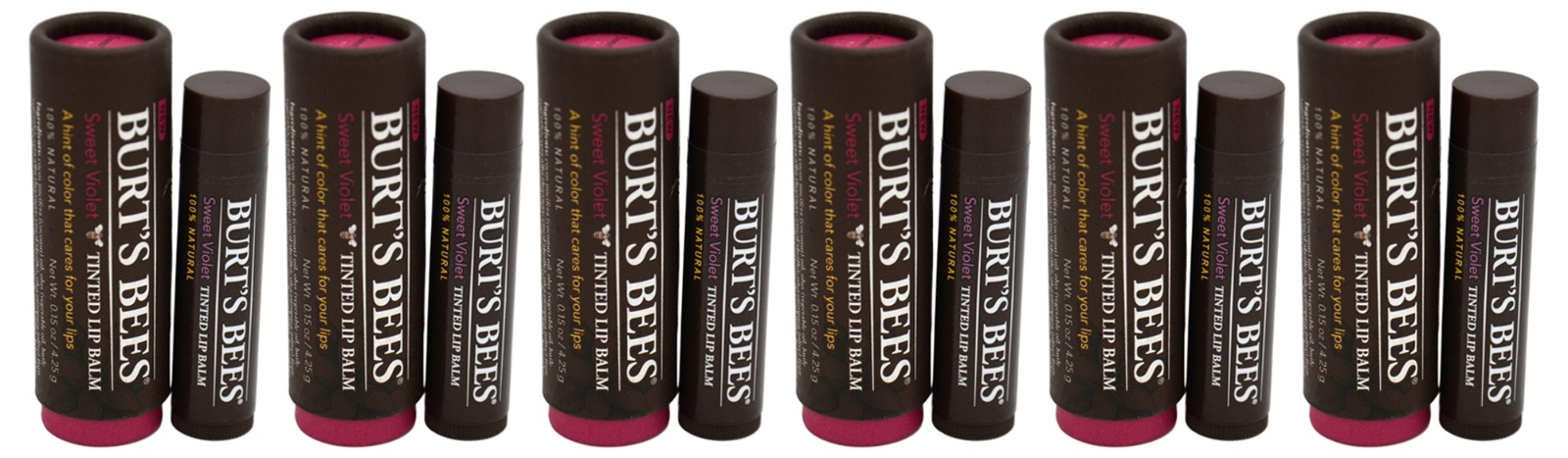 Burt's Bees Pack of 6 Tinted Lip Balm - Sweet Violet | Harvey Norman