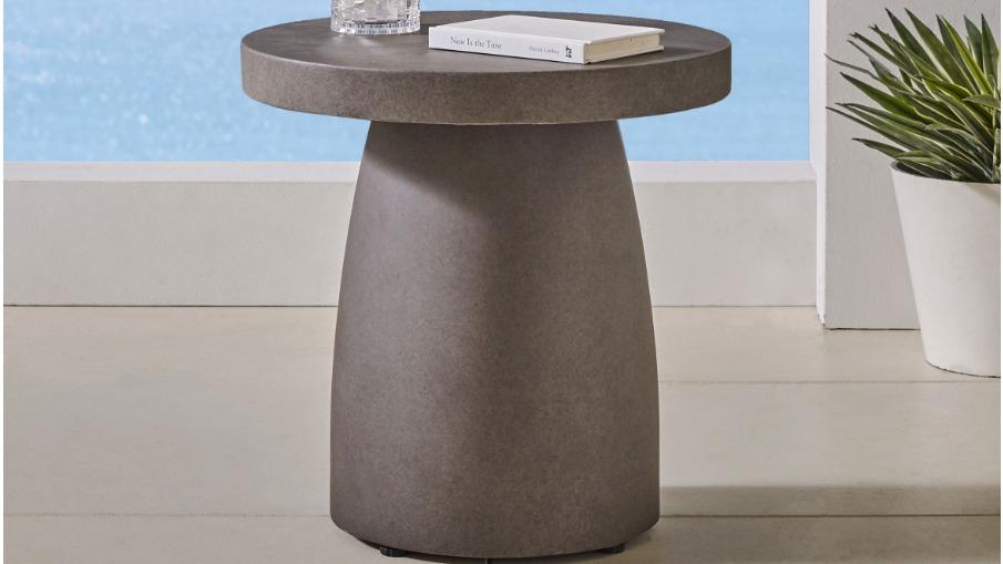 Evia Outdoor Round Side Table - Charcoal | Harvey Norman