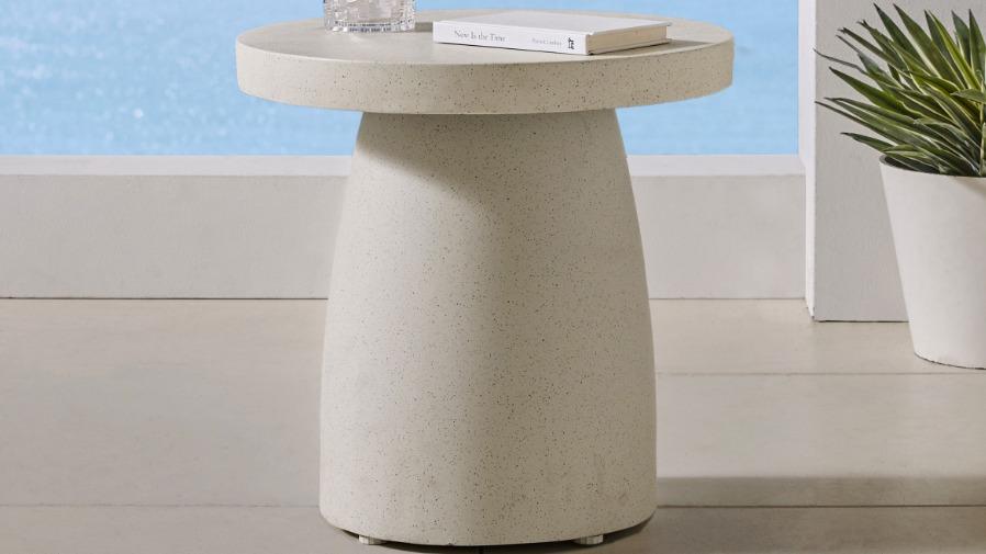 Evia Outdoor Round Side Table - Terrazzo-Look | Harvey Norman