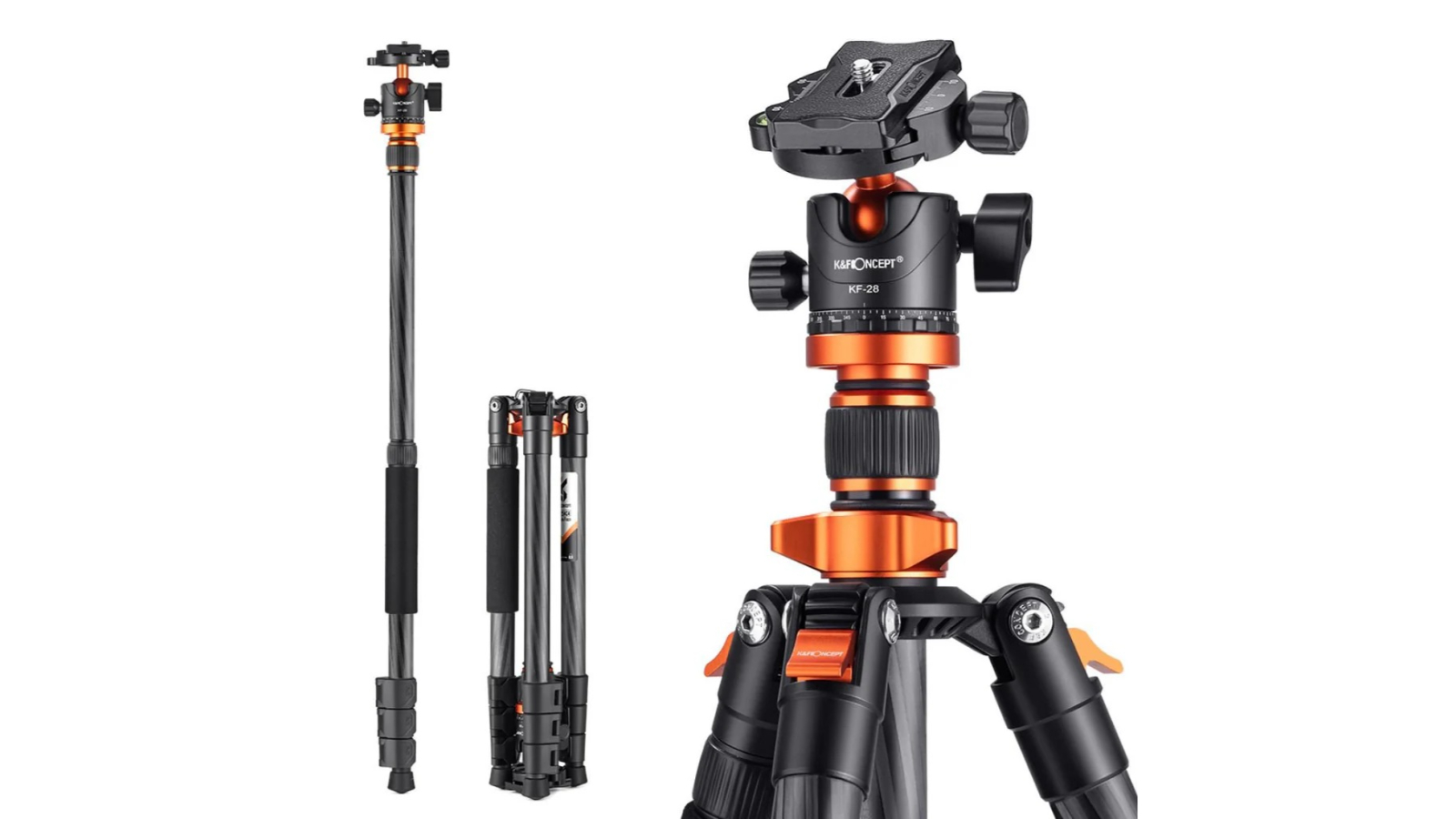 K and F Concept 63inch Carbon Fiber Tripod with Detachable Monopod ...