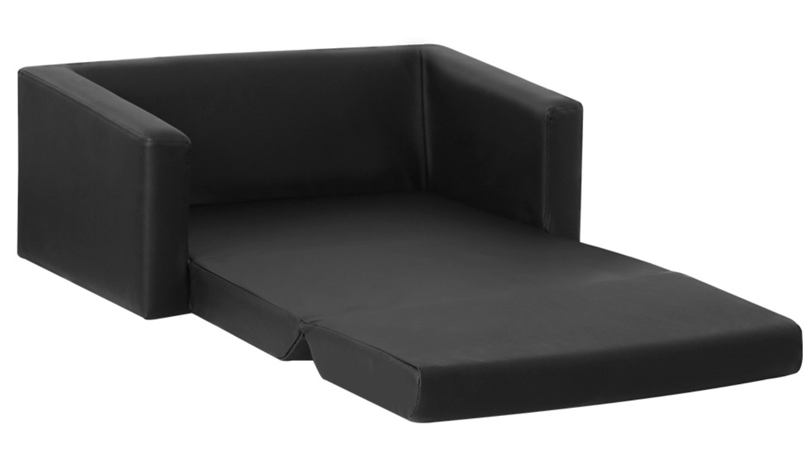 Keezi 2-Seater PU Leather Flip Open Kid Sofa - Black | Harvey Norman