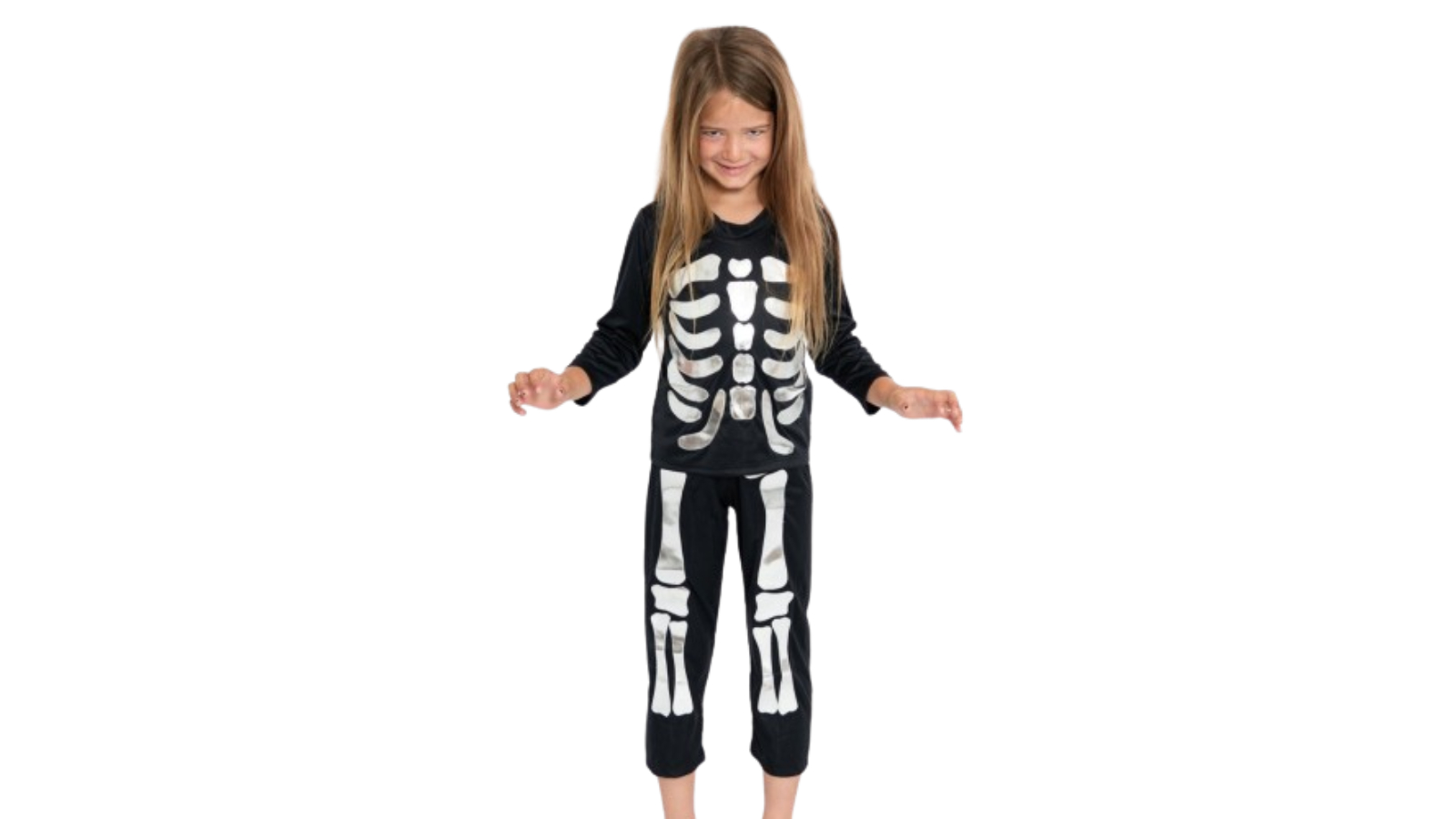 Lets Dress Up Kids Black/Silver Skeleton Costume for Halloween | Harvey ...