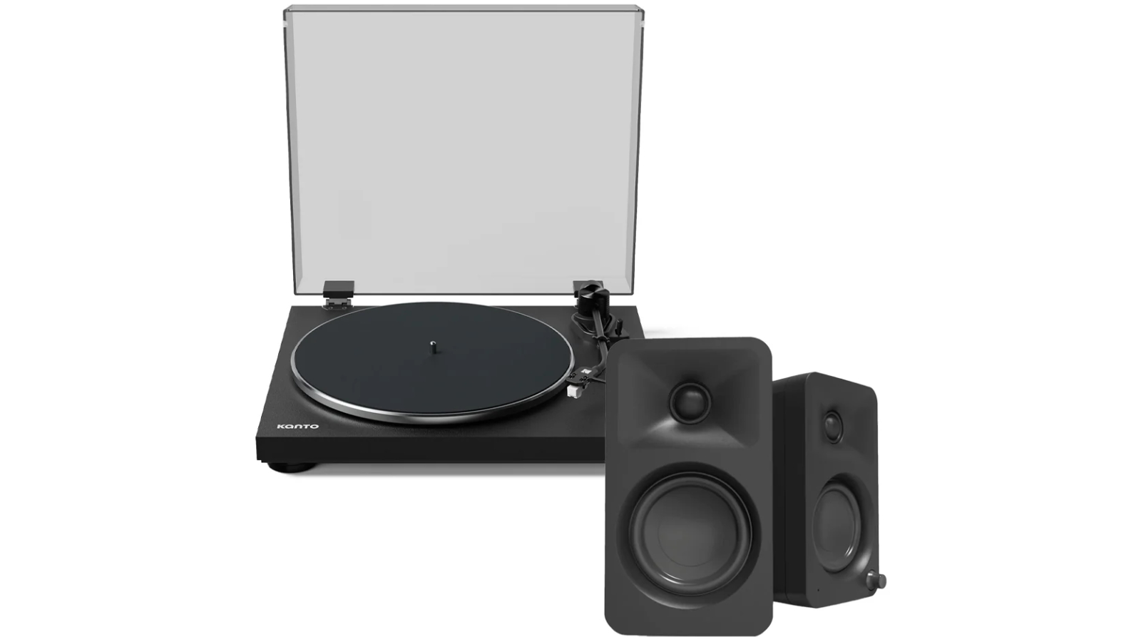 Kanto OBI3 Matte Black Turntable + ORA 100W Black Powered Speaker ...