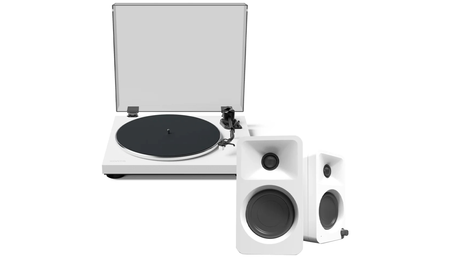 Kanto OBI3 Matte White Turntable + ORA 100W White Powered Speaker ...