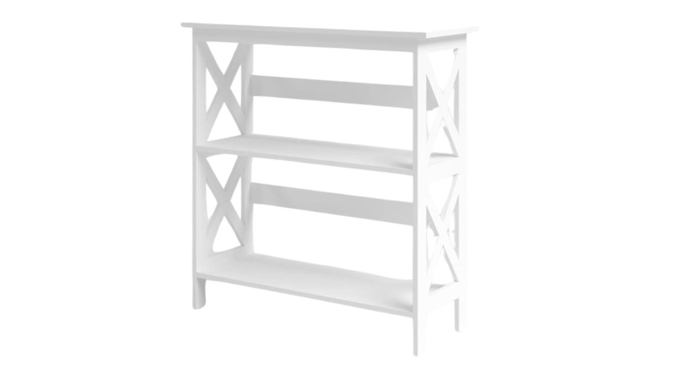 Maestro Furniture White Krepin Low Wooden 3-Tier Bookcase Display Shelf ...