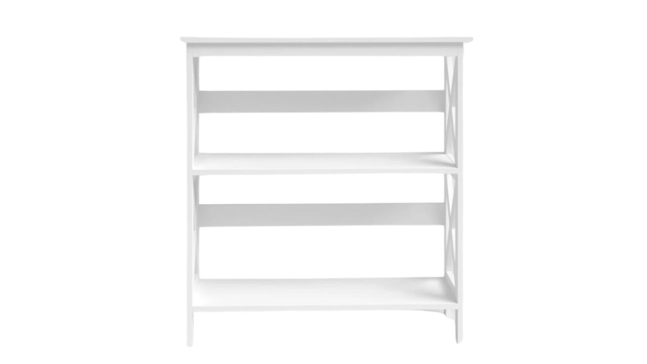 Maestro Furniture White Krepin Low Wooden 3-Tier Bookcase Display Shelf ...