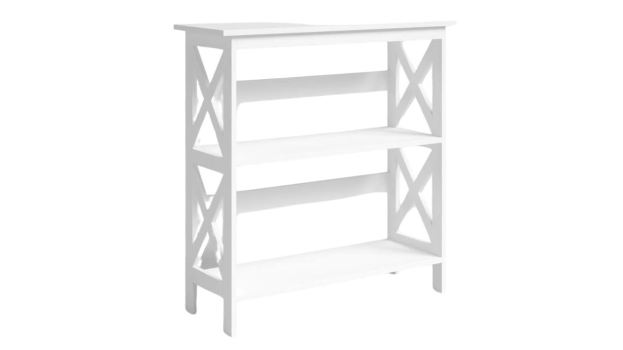 Maestro Furniture White Krepin Low Wooden 3-Tier Bookcase Display Shelf ...