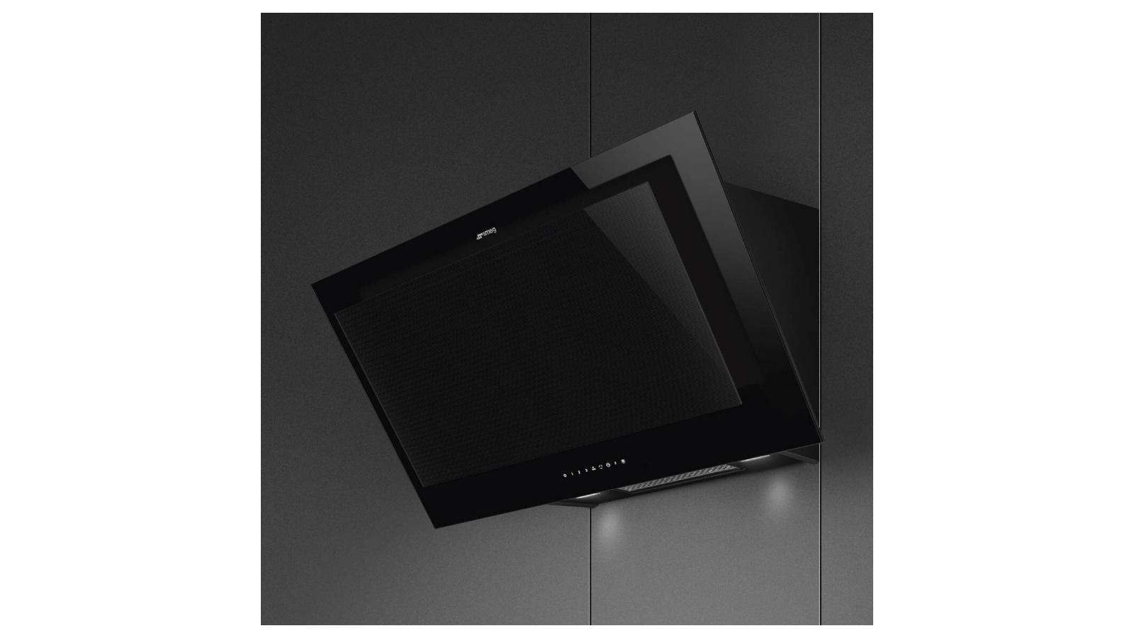 Smeg Linea 90cm Vertical Rangehood - Midnight Black | Harvey Norman