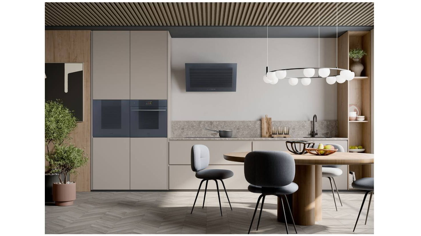Smeg Linea 90cm Vertical Rangehood - Neptune Grey | Harvey Norman