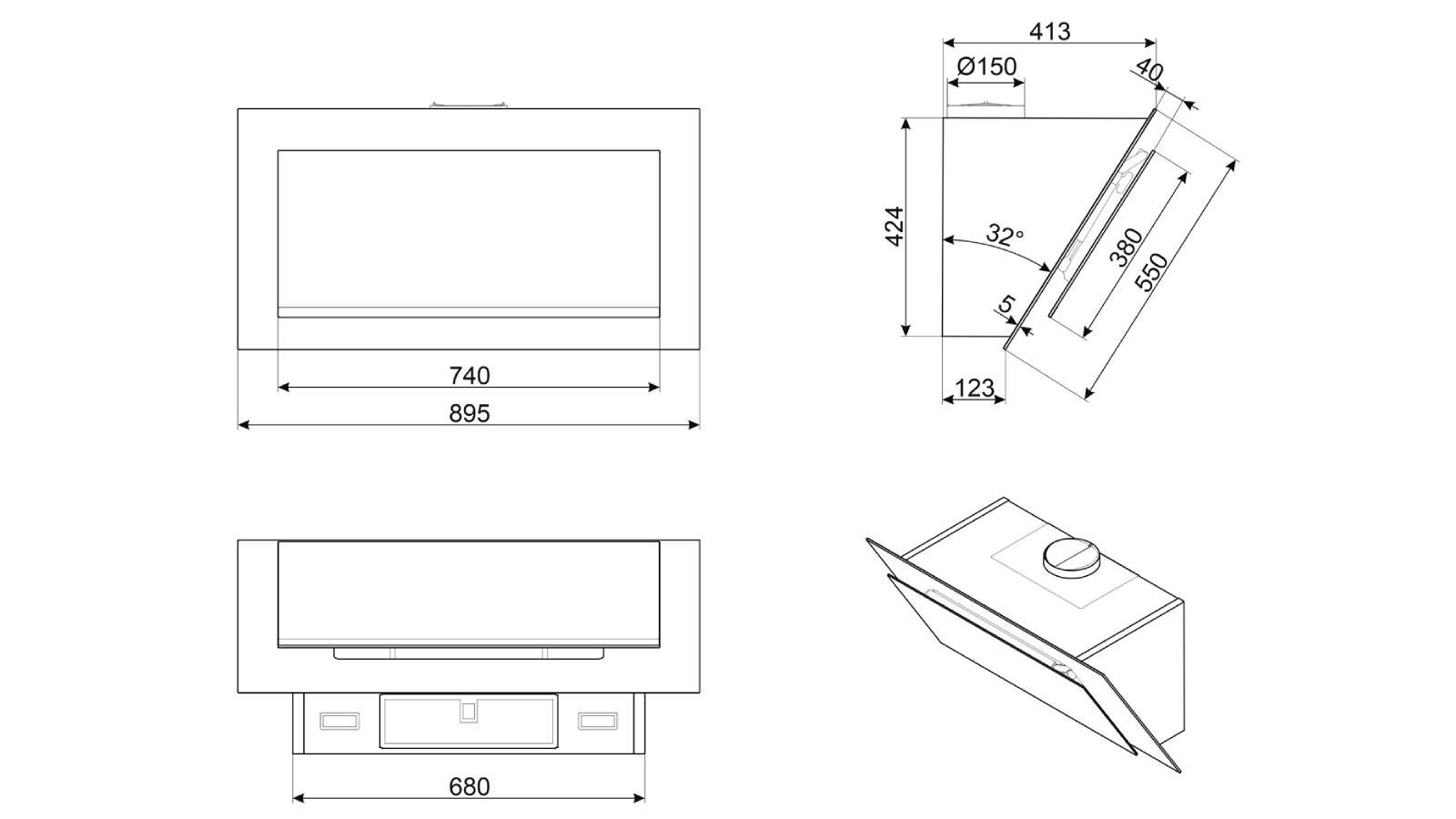 Smeg Linea 90cm Vertical Rangehood - Neptune Grey | Harvey Norman