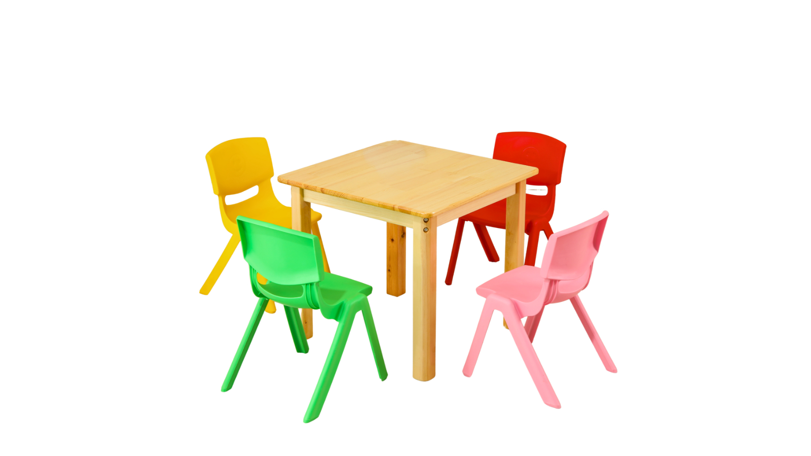 HelloDeal 60cm Wooden Kids Square Table and 4 Mixed Chair - Multi ...