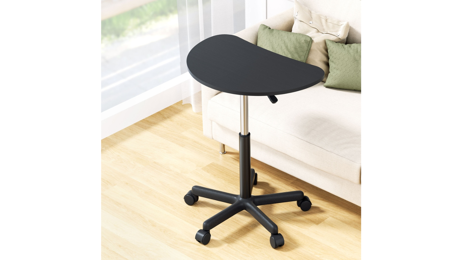 Artiss Height Adjustable Black Portable Caster Wheel Table - 60cm ...