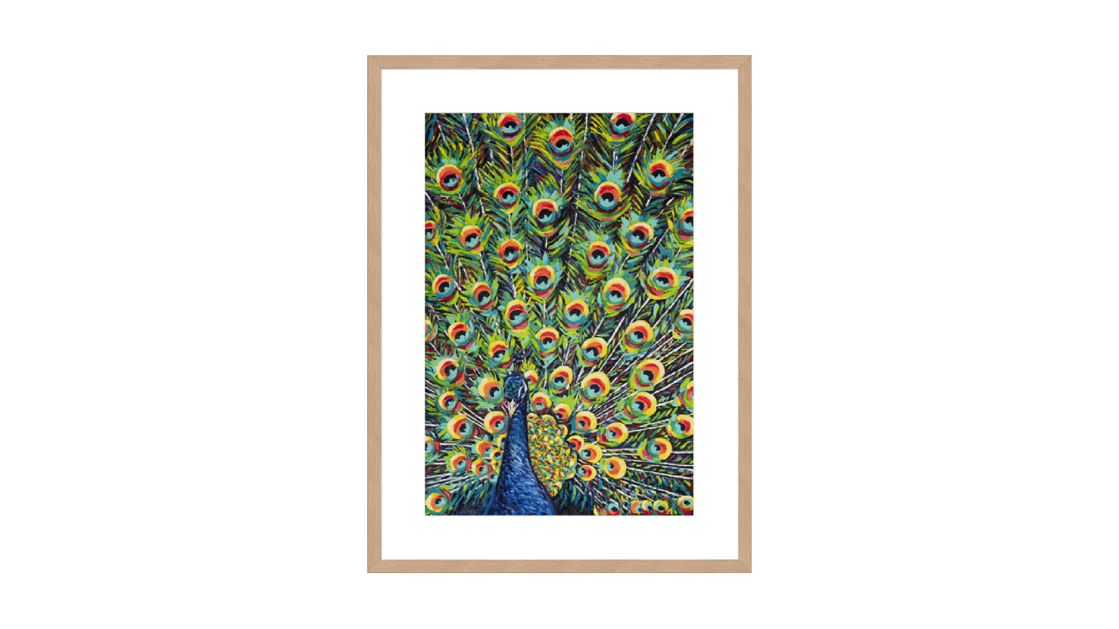 La Grolla Lavish Peacock I Natural Frame Wall Art - 116 x 86cm | Harvey ...