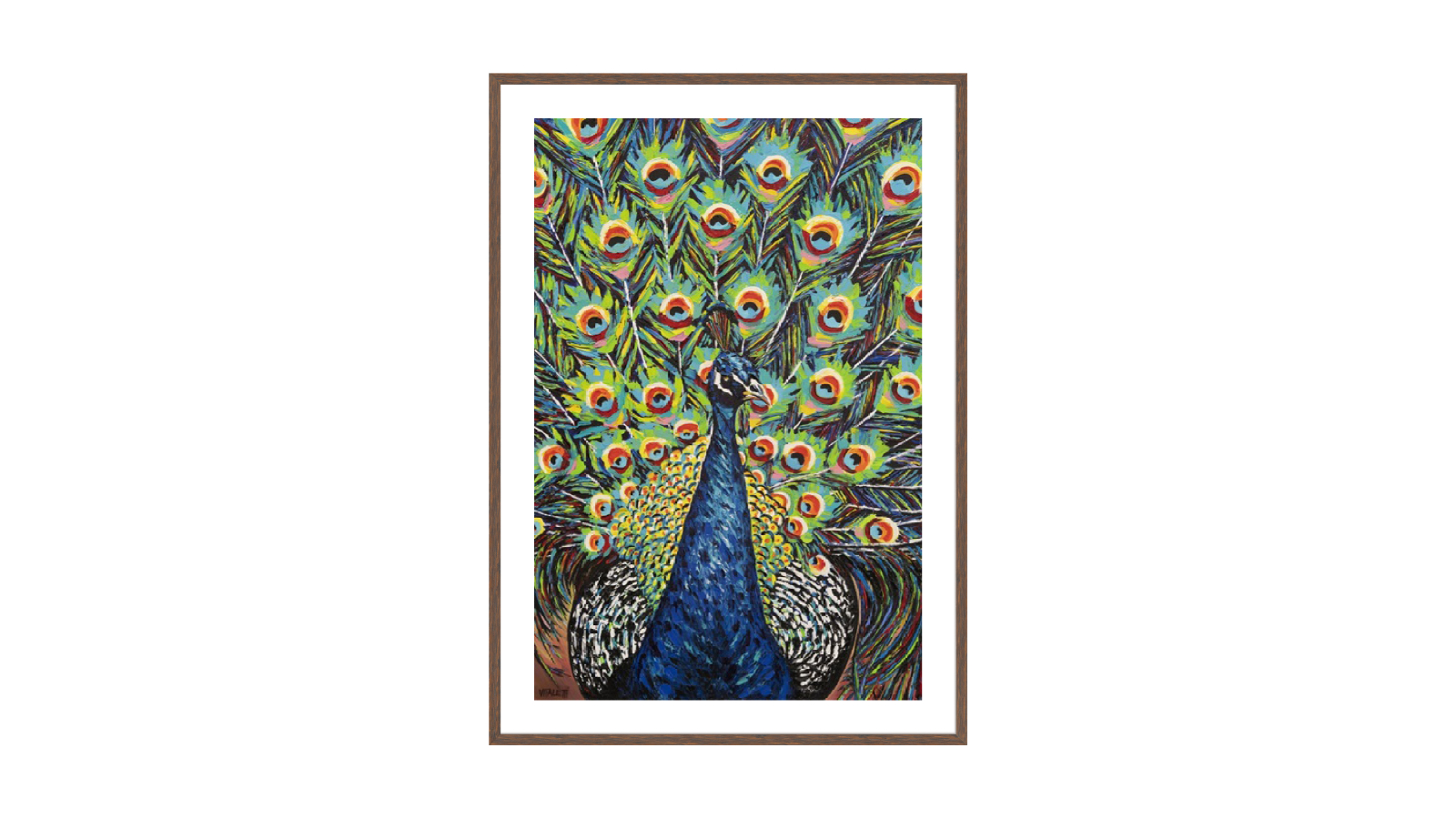 La Grolla Lavish Peacock II Walnut Frame Wall Art - 74 x 54cm | Harvey ...